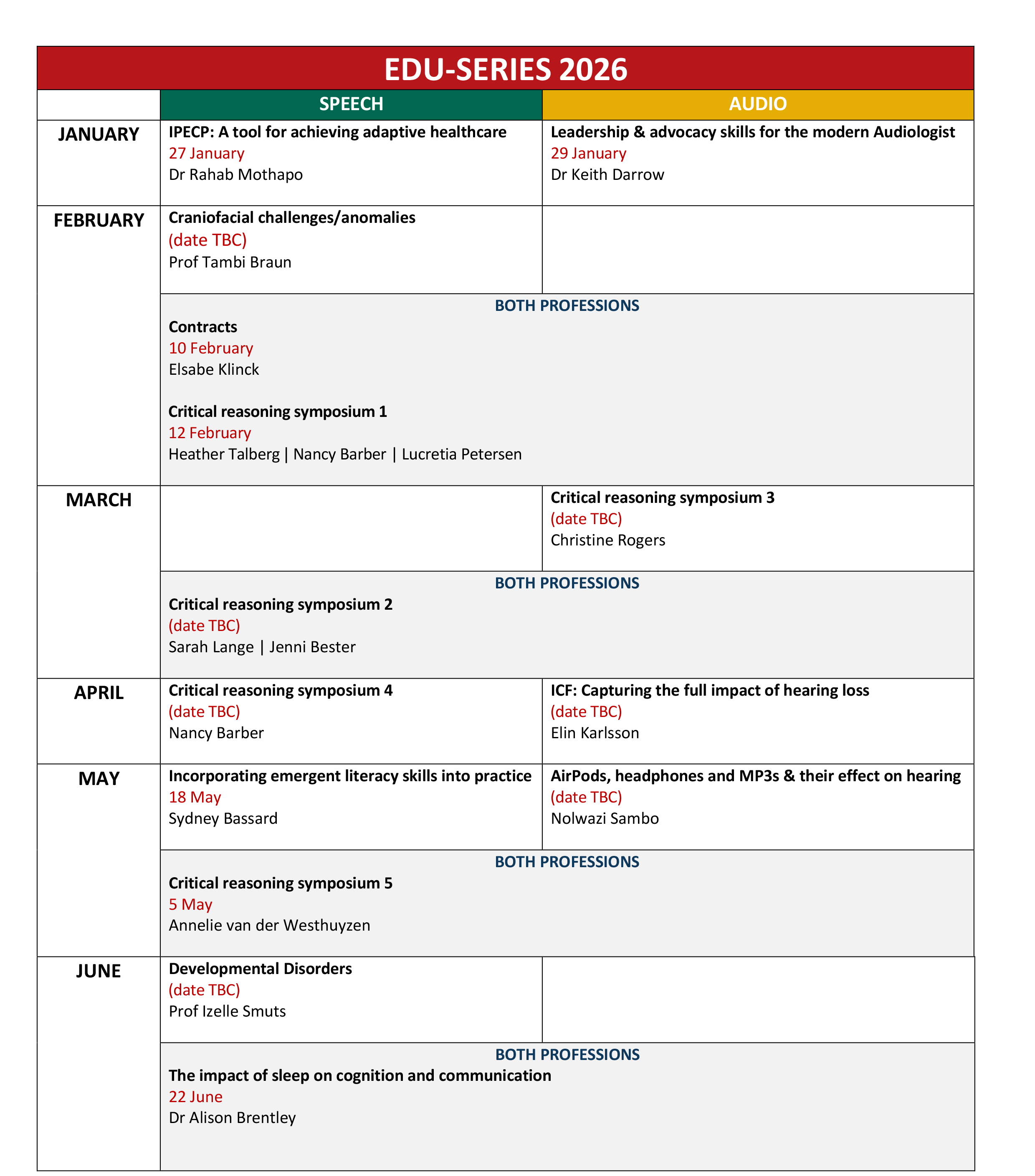 CPD Events Calendar | South African Speech Language Hearing Association